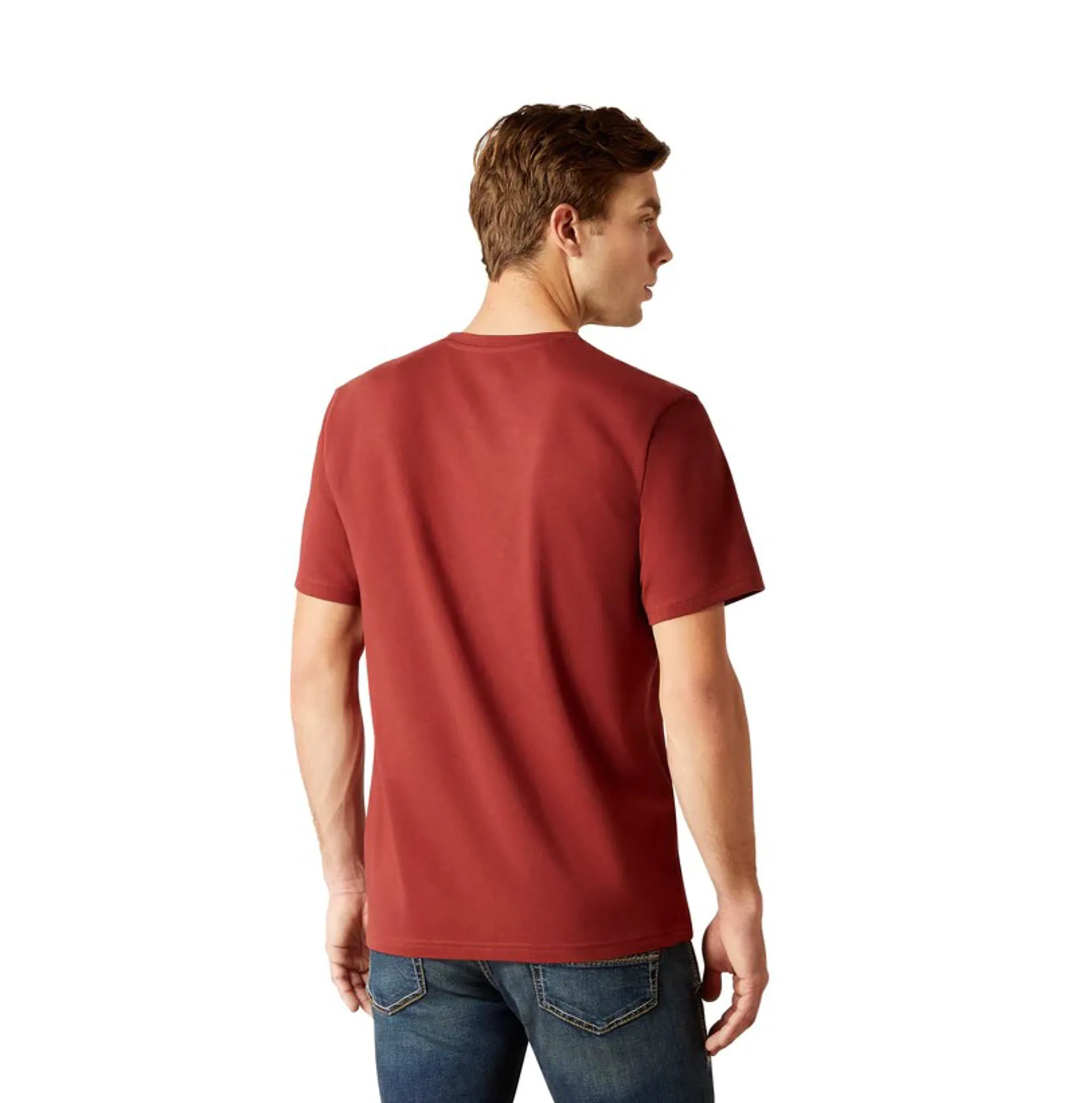 Ariat Vertical Logo Short Sleeve T-Shirt Mens in Sun-Dried Tomato